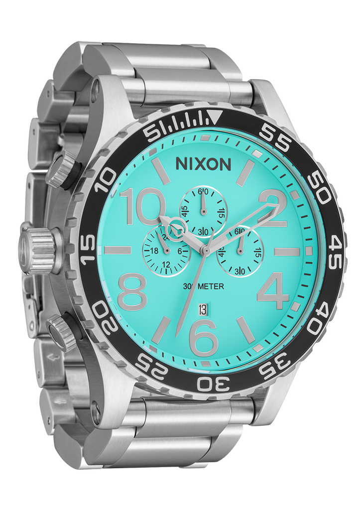 Reloj 51-30 Chrono | Silver / Turquoise | Acero Inoxidable Para Hombre ...